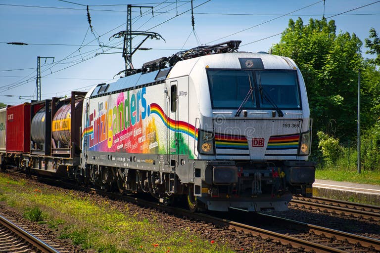Locomotive of 193 Class from DB Cargo Pulls a Cargo Train through ...