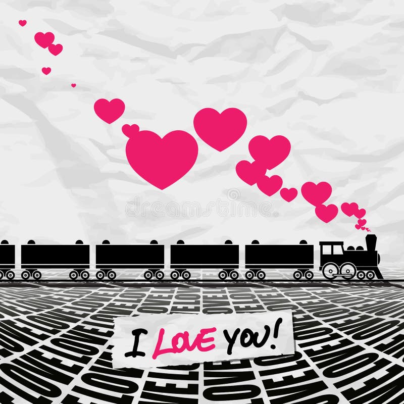 Locomotive and hearts. stock vector. Illustration of steam - 30816085