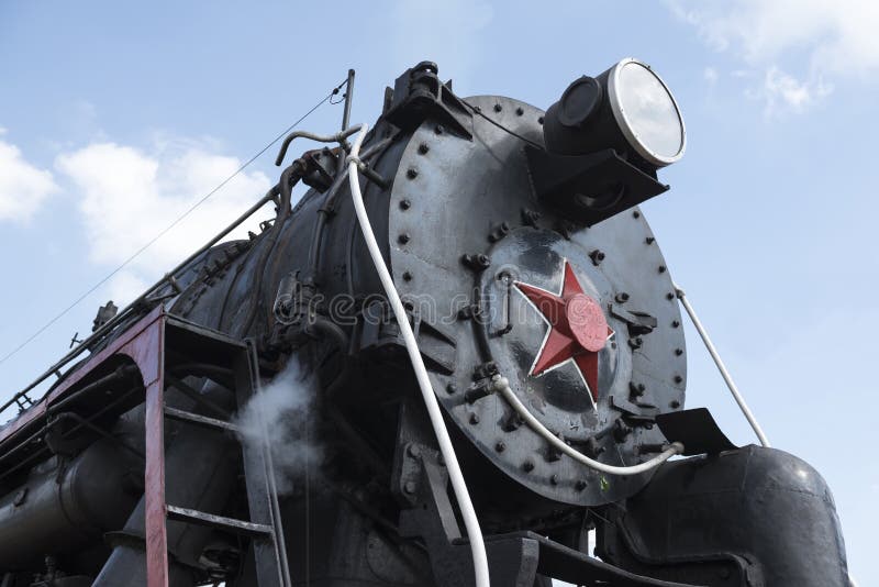 The Locomotive of the Last Century Standing Under Steam Stock Image ...