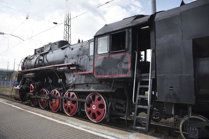 The Locomotive of the Last Century Standing Under Steam Stock Photo ...