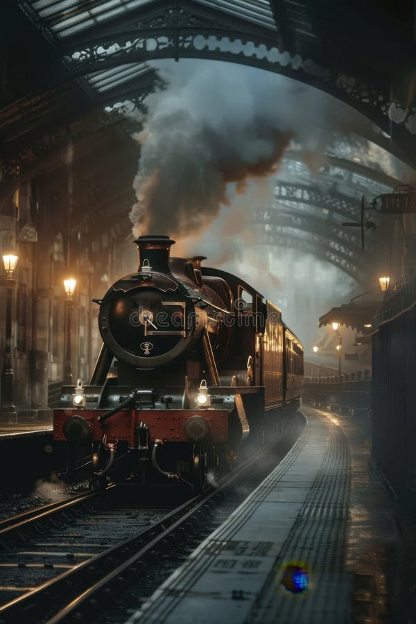 The Locomotive is Standing on the Platform of the Station. an Old Steam ...