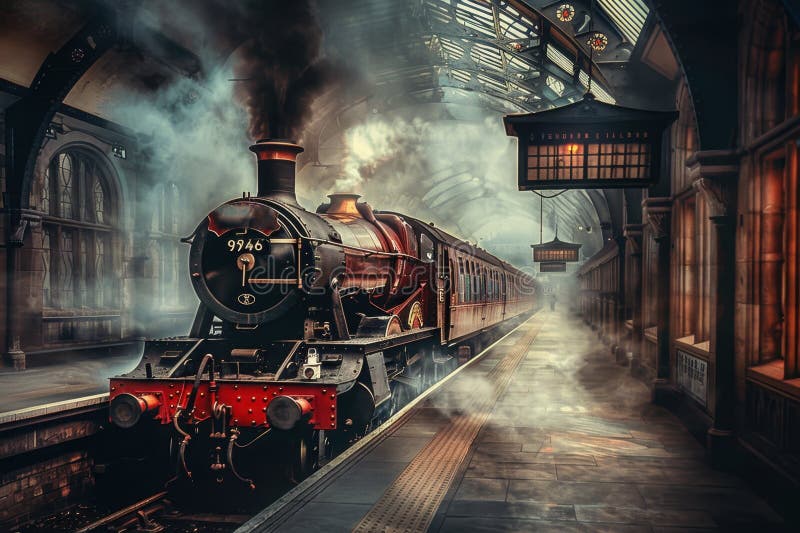 The Locomotive is Standing on the Platform of the Station. an Old Steam ...