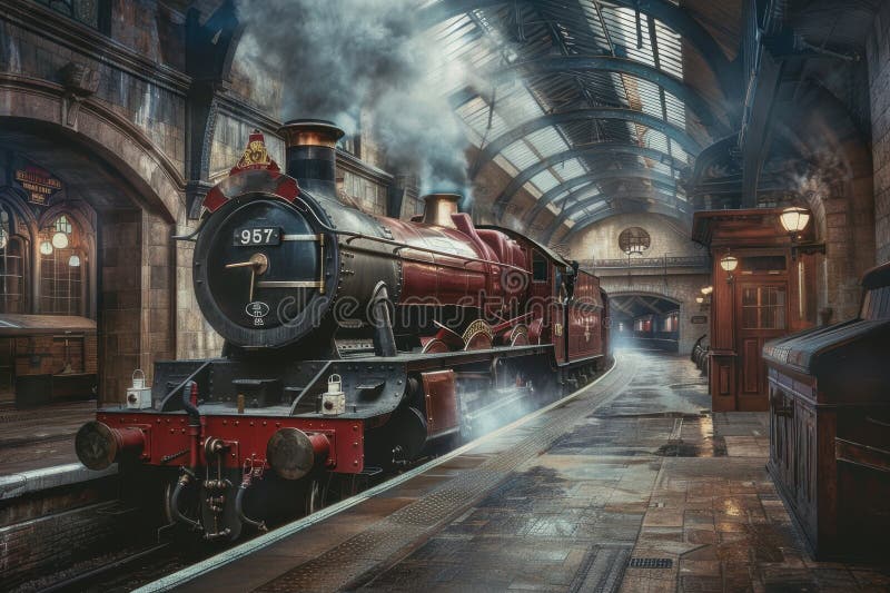 The Locomotive is Standing on the Platform of the Station. an Old Steam ...