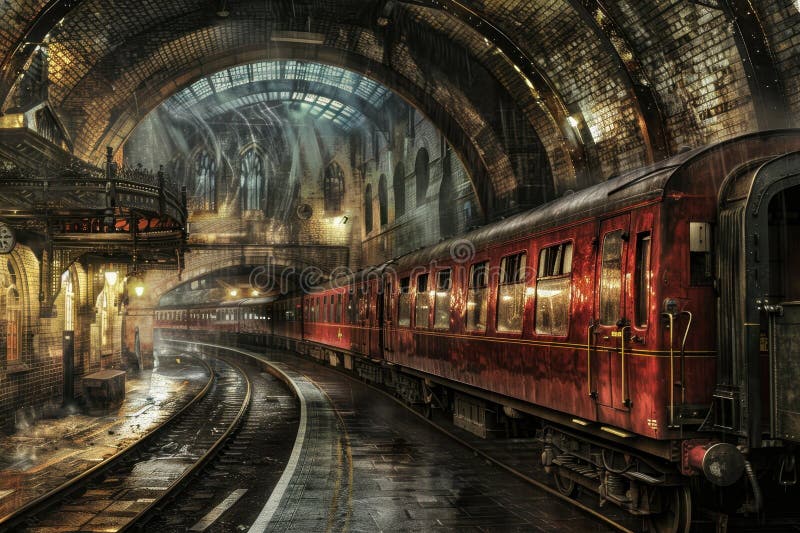 The Locomotive is Standing on the Platform of the Station. an Old Steam ...