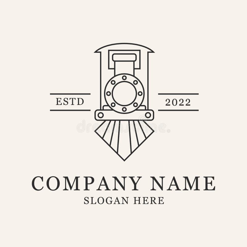 Locomotive or Train Vintage Line Art Logo Design Vector Stock Vector ...