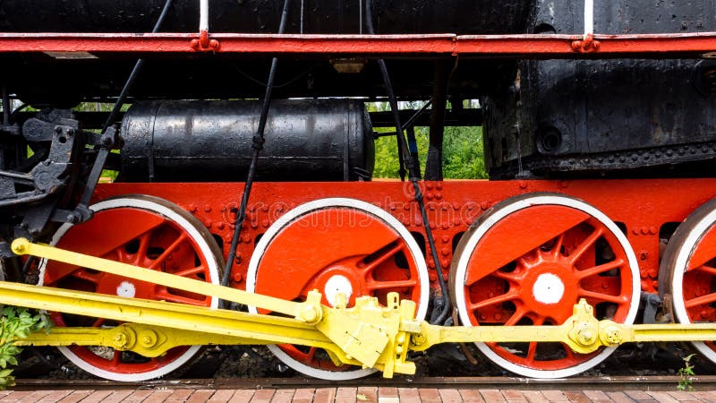Locomotive Wheels from an Old Fashioned Steam Train Stock Image - Image ...