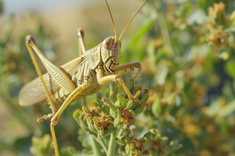 Locusts on Plants. Generative AI Stock Illustration - Illustration of ...