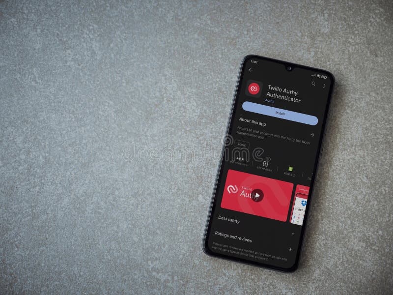 Twilio Authy Authenticator App Play Store Page On Smartphone On Ceramic