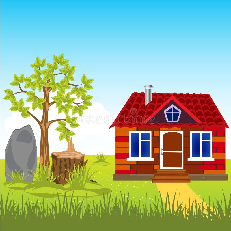 Lodge in village stock vector. Illustration of nature - 54757008