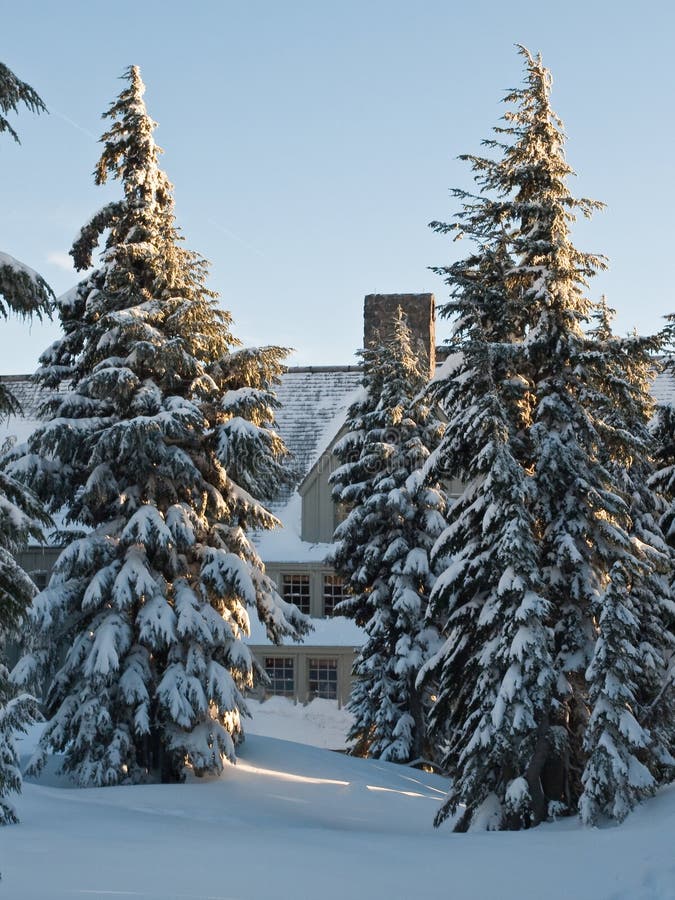 Lodge in the winter stock image. Image of trees, lodge - 28224277