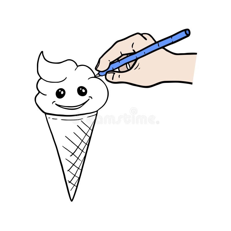 Lody rysunek ilustracja wektor. Ilustracja złożonej z rożek - 95405928