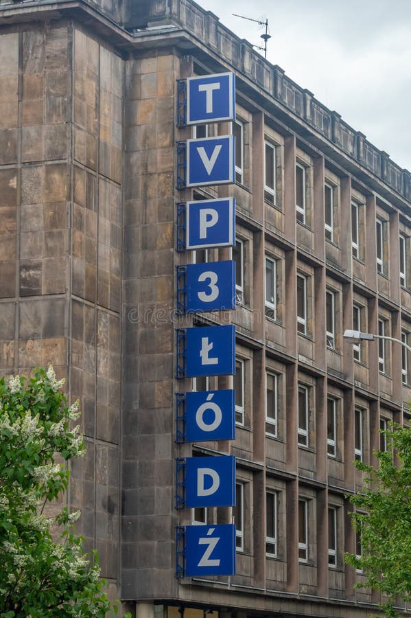 Logo of TVP 3 Lodz editorial stock photo. Image of building - 317584068
