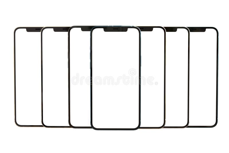 Smart Phone Front View Blank White Screen Template - Modern Frameless ...