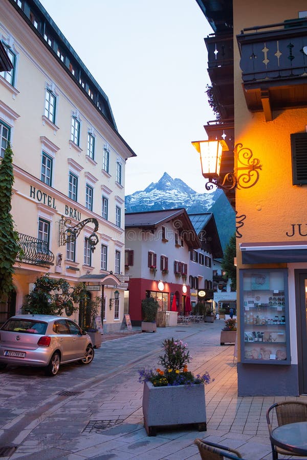 Lofer, Austria - May 25, 2018: Aerial View of the House in the Alpine ...