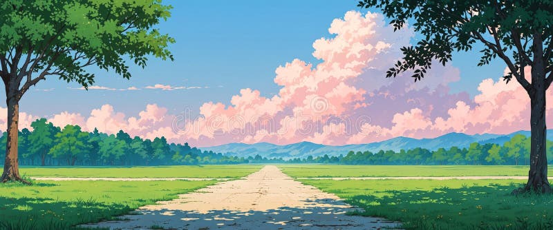 LOFI Landscape in Anime Manga Style, Background Illustration. Stock ...