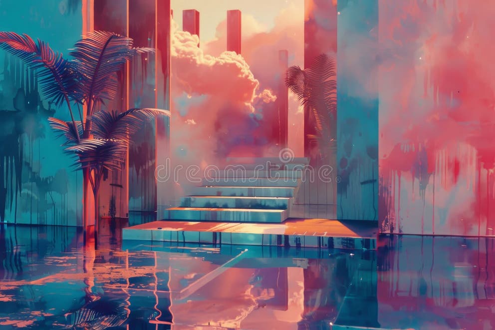 Lofi Scene with Abstract Color Combinations. Stock Illustration ...