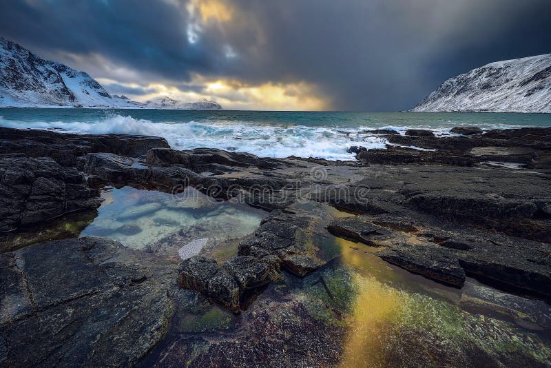 Lofoten Islands. Beautiful Norway Spring Landscape. Stock Photo - Image ...