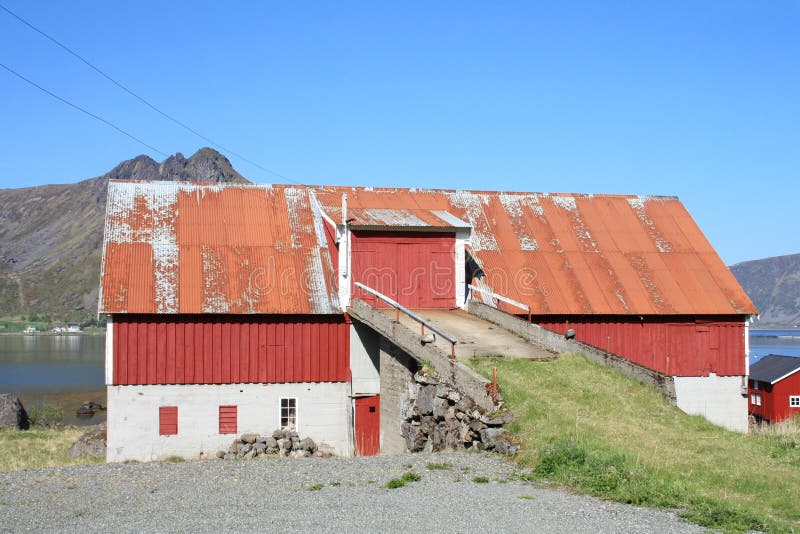 Lofoten S Barn of Sennesvik Stock Photo - Image of color, clouds: 14486620