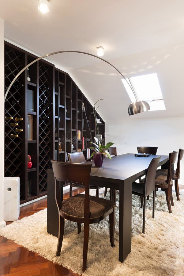 Loft Apartment Interior, Dining Area Stock Photo - Image of furniture ...