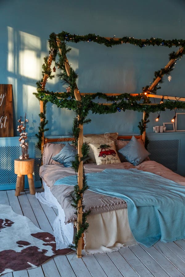 Loft Christmas room stock image. Image of interior, design - 77123801