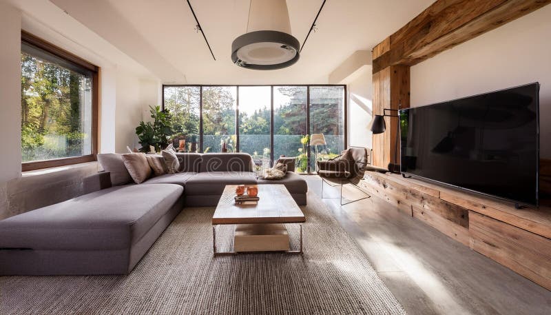 Loft Interior Design of Modern Living Room with Tv. Created with ...