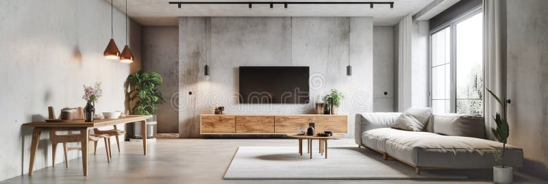 Loft Interior Design of Modern Living Room with Tv. Created with ...