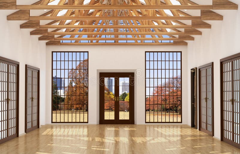 Loft Interior Great Hall with Mirror, Stock Illustration - Illustration ...