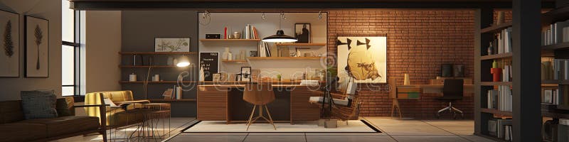 Loft Internal Design, Mid - Century Modern Stock Image - Image of ...