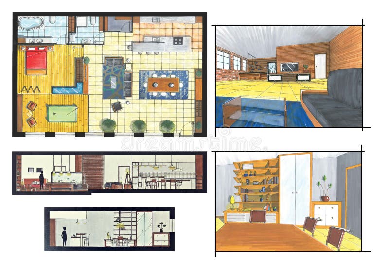 Loft project stock illustration. Illustration of decor - 178862766