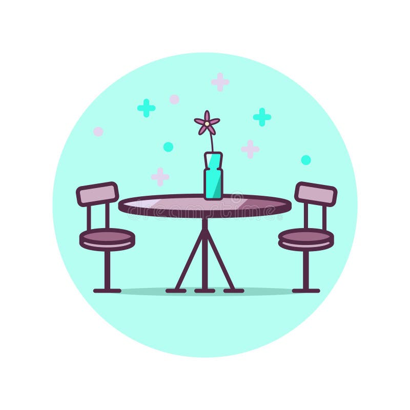 Loft Room Table Icon or Restaurant Table Icon Stock Vector ...