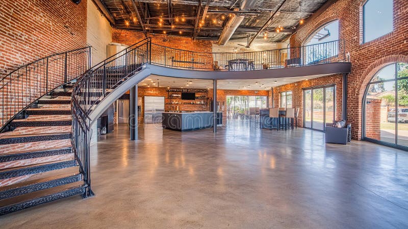 Loft, Staircase Kitchen Event Space Interior, Brick, Modern, Industrial ...