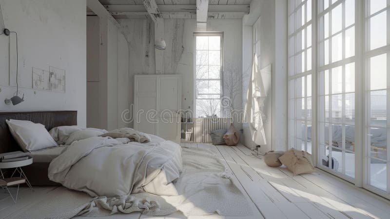 Loft-style Bedroom with Rustic and Industrial Elements, Including ...