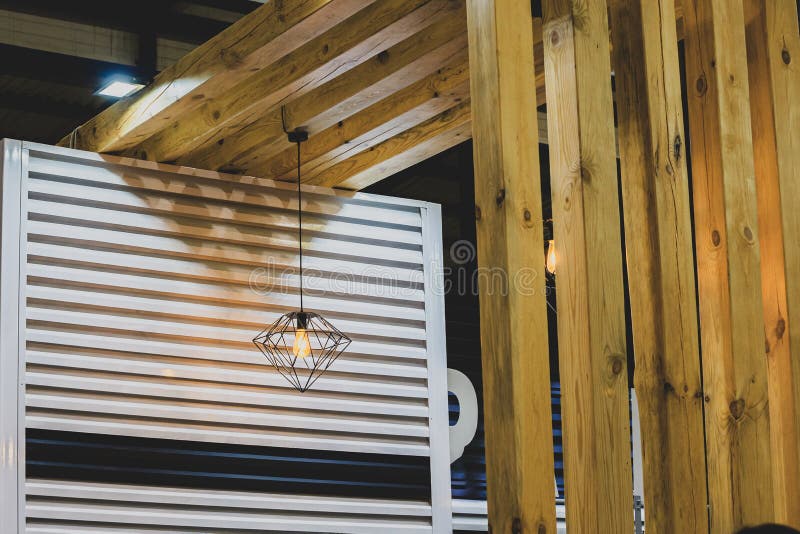 Loft-style Construction. Wooden Beams and Wall Stock Image - Image of ...