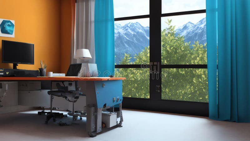 Loft-Style 3d Render of Modern Industrial Office Interior. Generative ...