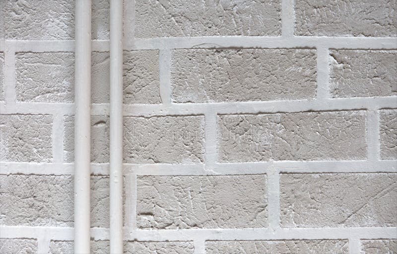Loft Style Grey Brick Wall Texture with White Pipe. Stock Photo - Image ...