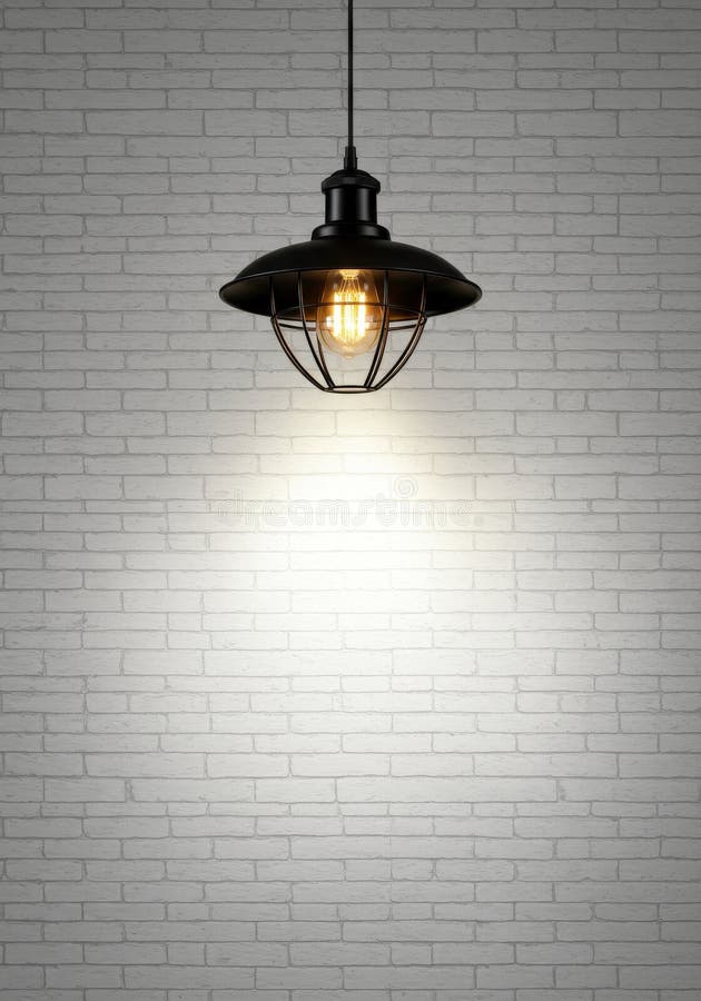 Loft Style Lamp Casting Soft Glow Stock Illustration - Illustration of ...