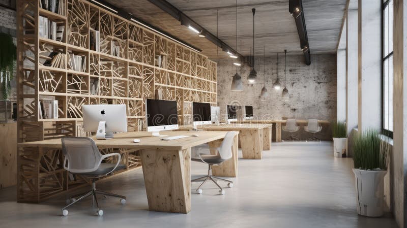 Loft-style Office, Large Modern Computers, Office Tables and Chairs ...