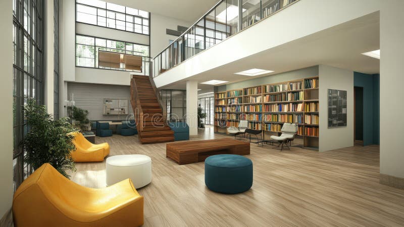Loft Style Office Open Space with Modern Layout 3D Rendering Stock ...