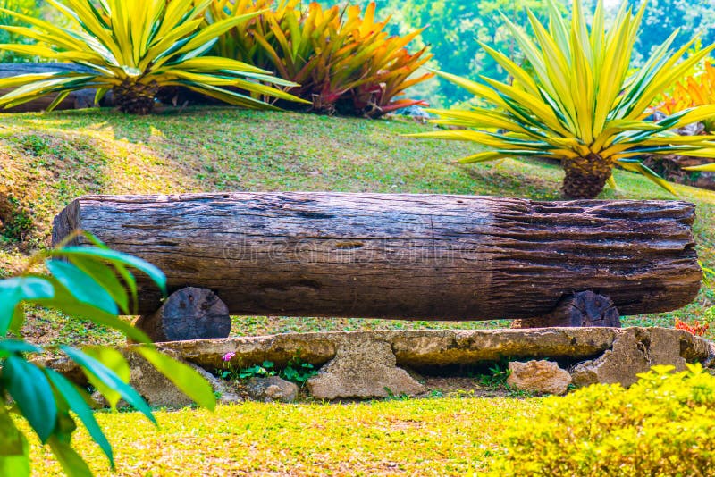 Log bench in park stock photo. Image of design, relax - 207520512