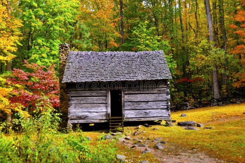 Log Cabin in Fall stock photo. Image of park, changing - 26413478