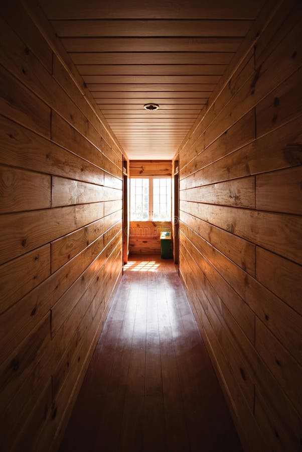 Log Cabin Hallway stock image. Image of indoors, perspective - 14106341