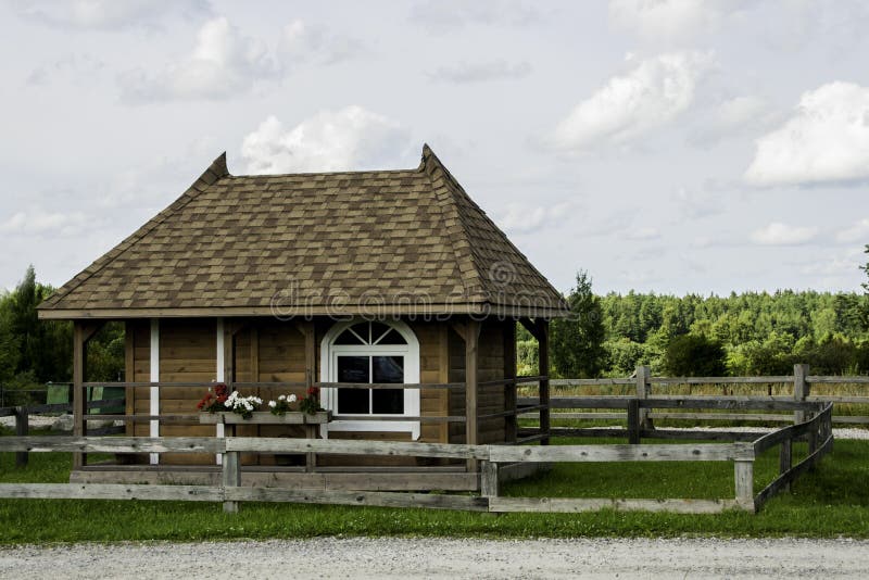 Log cabin on the hill stock image. Image of building - 57694457