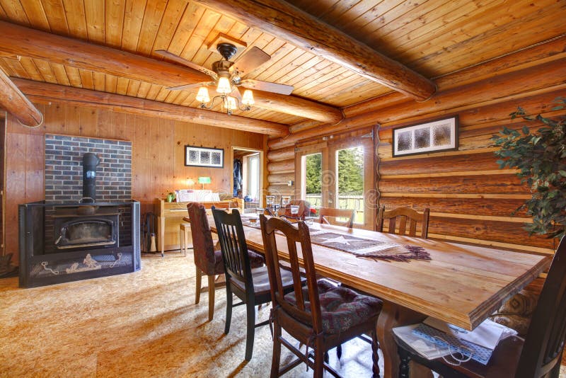 Log cabin living room stock image. Image of floor, modern - 38326901