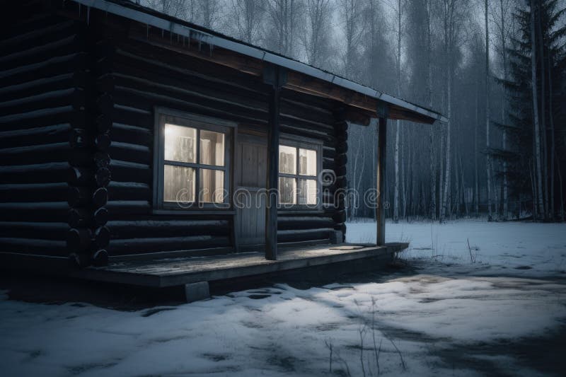 Log Cabin in Snow in Nature, Created Using Generative Ai Technology ...