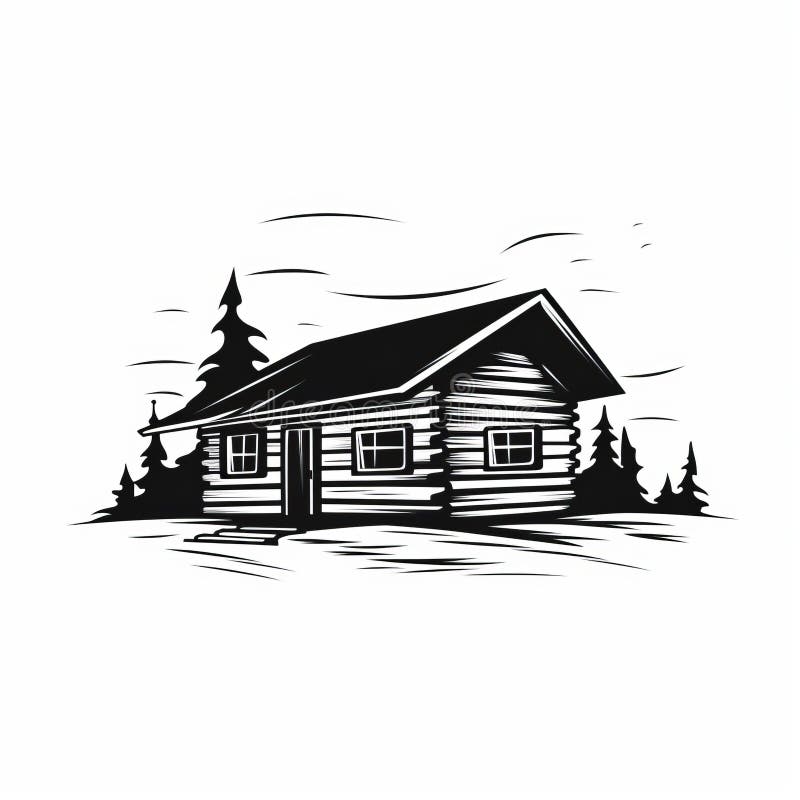Simple Log Cabin Vector Illustration for Clean Logo Designs Stock ...