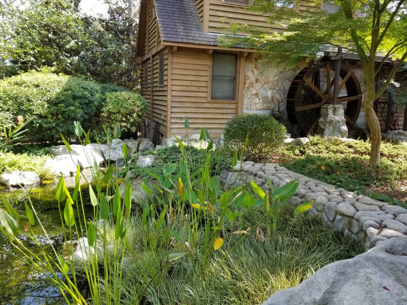 Log cabin at sycamore stock photo. Image of pond, property - 158203168
