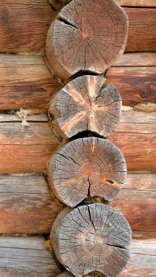 Log Cabin of Wall of Village House Stock Image - Image of design ...