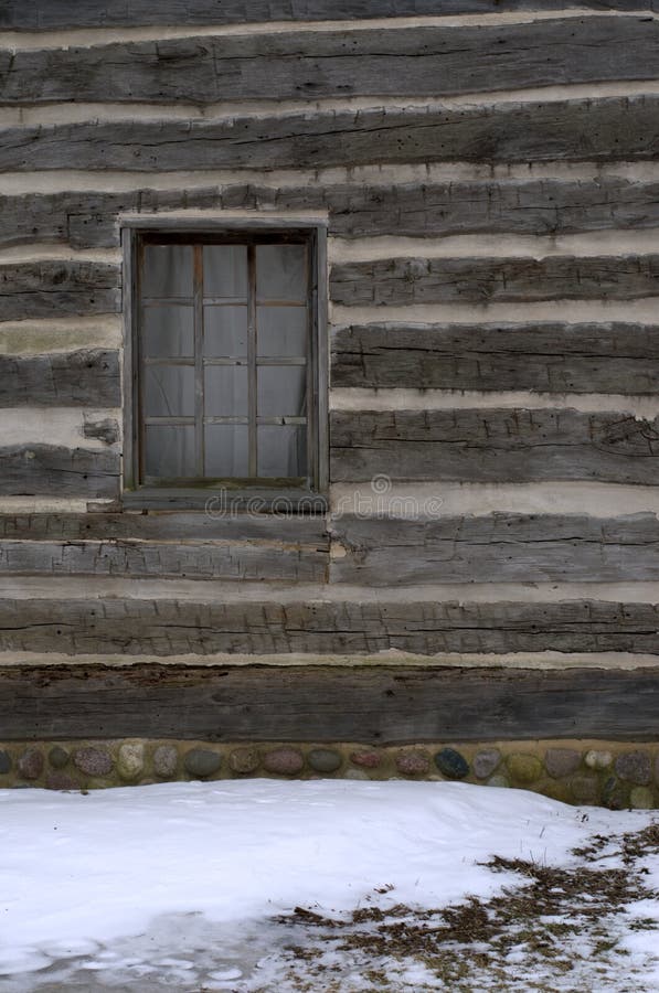 Log cabin window stock image. Image of detail, winter - 37271767