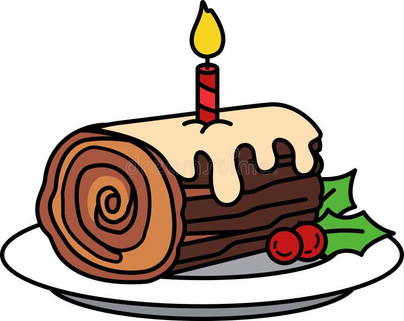 A Log Cake with Candles on Top Stock Vector - Illustration of christmas ...