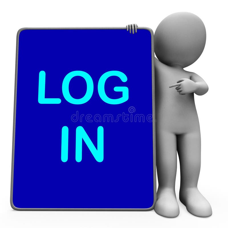 Log in Character Tablet Shows Signin Signing in Stock Illustration ...